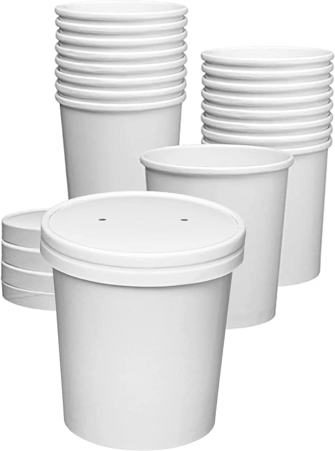 [250 Sets White Paper Food Containers With Vented Lids, To Go Hot Soup ...