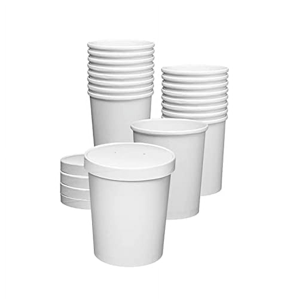 250 Sets White Paper Food Containers With Vented Lids, To Go Hot Soup ...