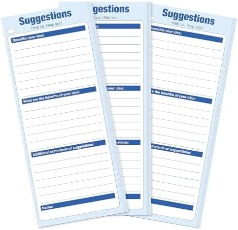 250-Sheet Suggestion Cards for Suggestion Drop Box, 3.15” x 8.5” Blank ...