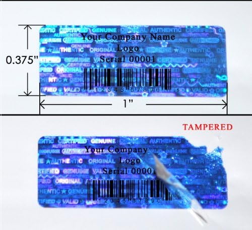 250 Tamper Evident Holographic Custom Print Blue Security Seal Sticker ...
