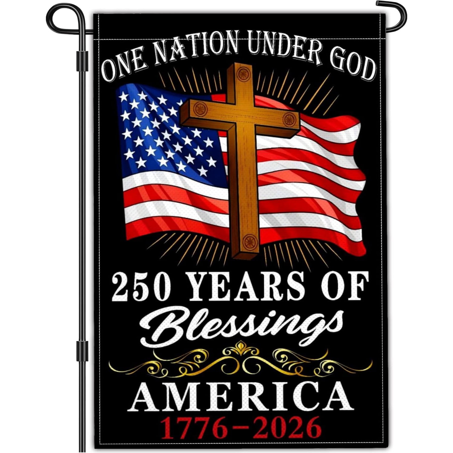 250 Year America Anniversary Garden Flag One Nation Under God Patriotic ...