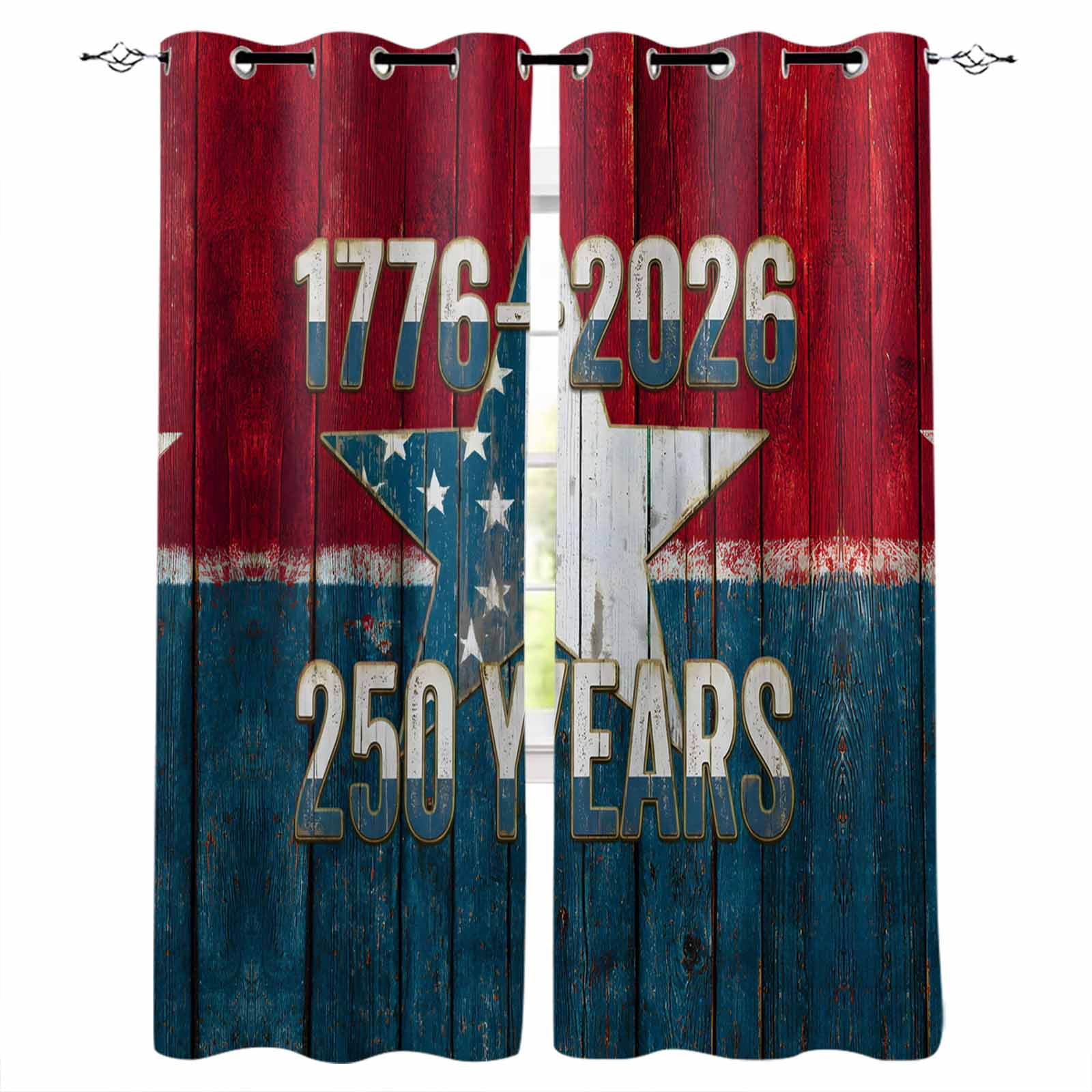 250 Year American Anniversary Blackout Curtains for Bedroom/Living Room ...