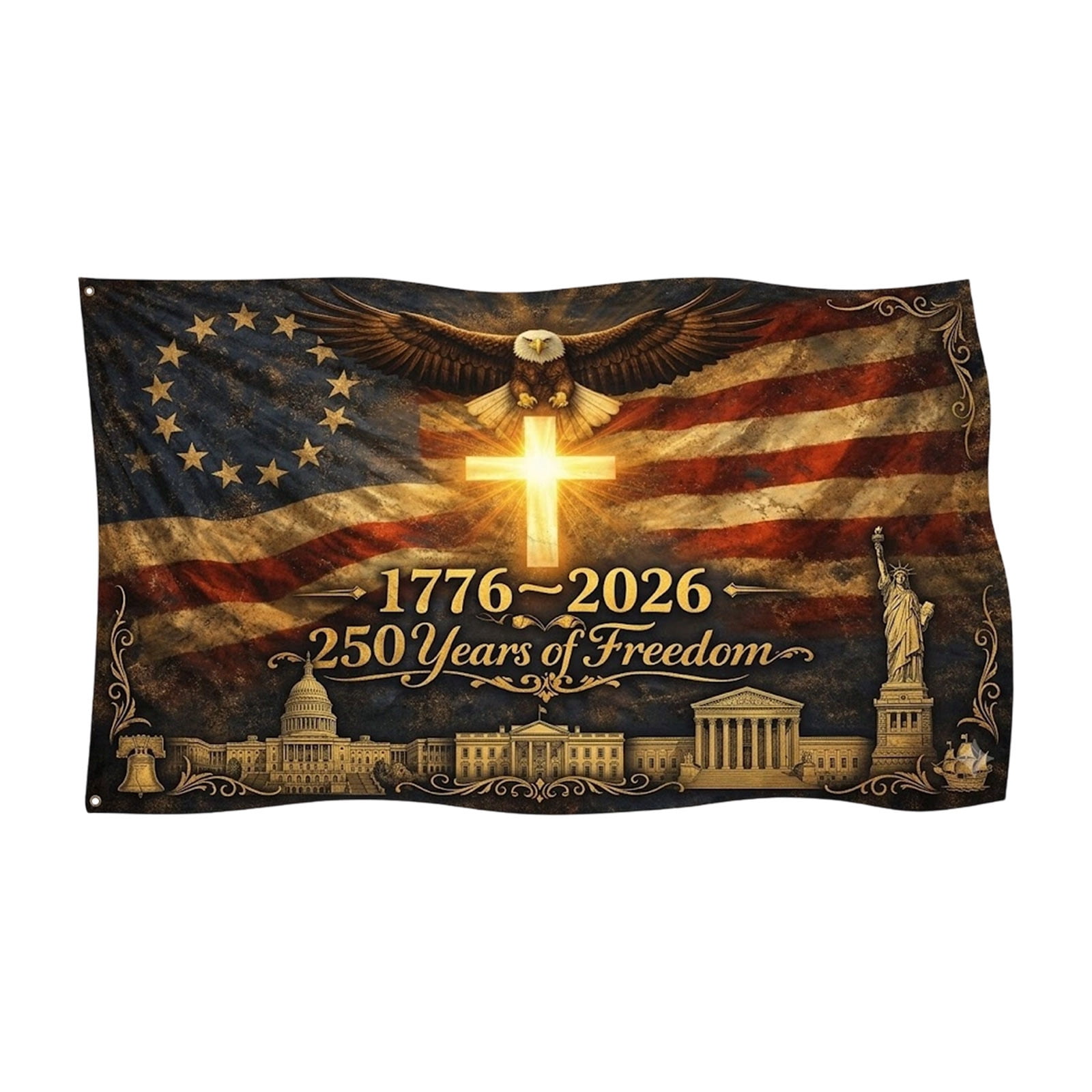 250 Year American Anniversary Flag 3x5 Ft, America 250 Flag, Eagle ...