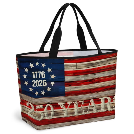250 Year American Anniversary Flag Beach Bag for Women, Large ...