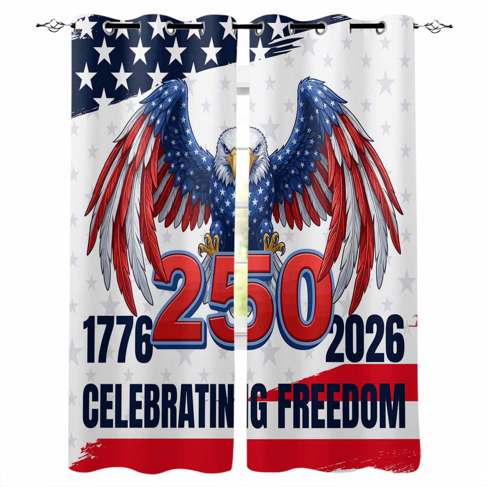 250 Year American Anniversary Flag Blackout Curtains for Bedroom/Living ...
