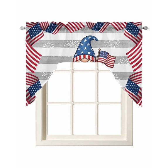 250 Year American Anniversary Flag Kitchen Swag Valances for Windows ...