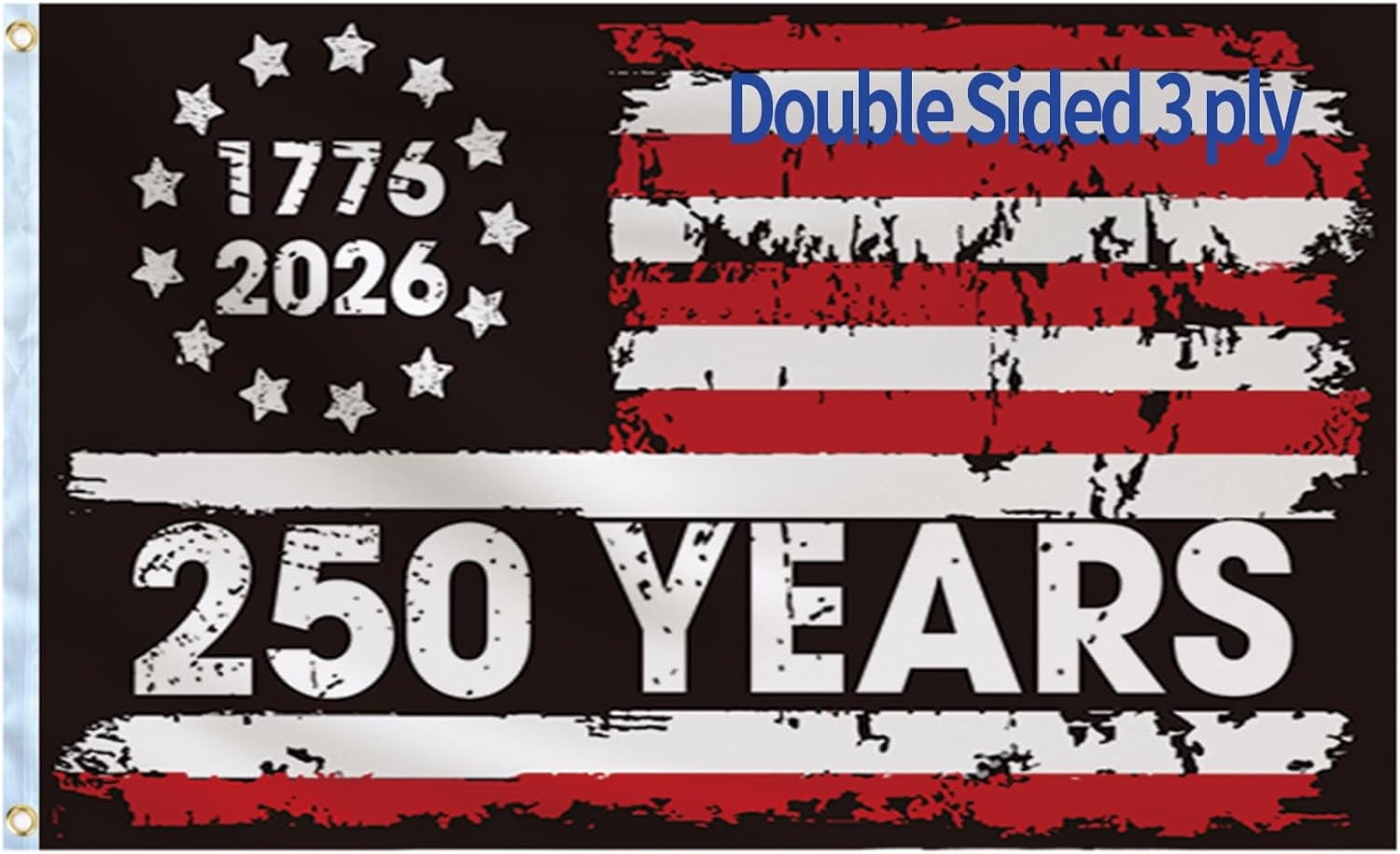 250 Year American Anniversary Flag Red White Blue Stars Decor Patriotic ...