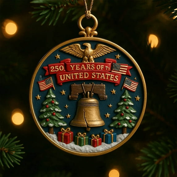 250 Year American Anniversary Flag Round Pendant Liberty Bell Lady ...