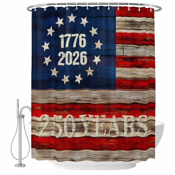 250 Year American Anniversary Flag Shower Curtain Set - Small 36" x 72 ...