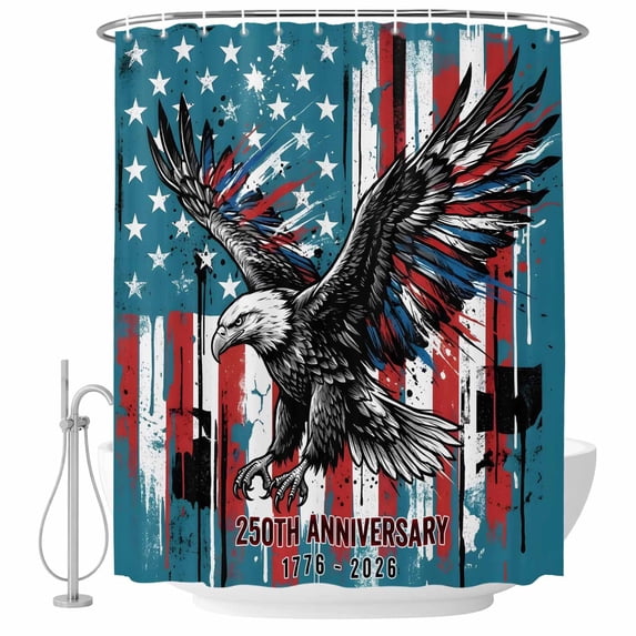 250 Year American Anniversary Flag Shower Curtains for Bathroom ...