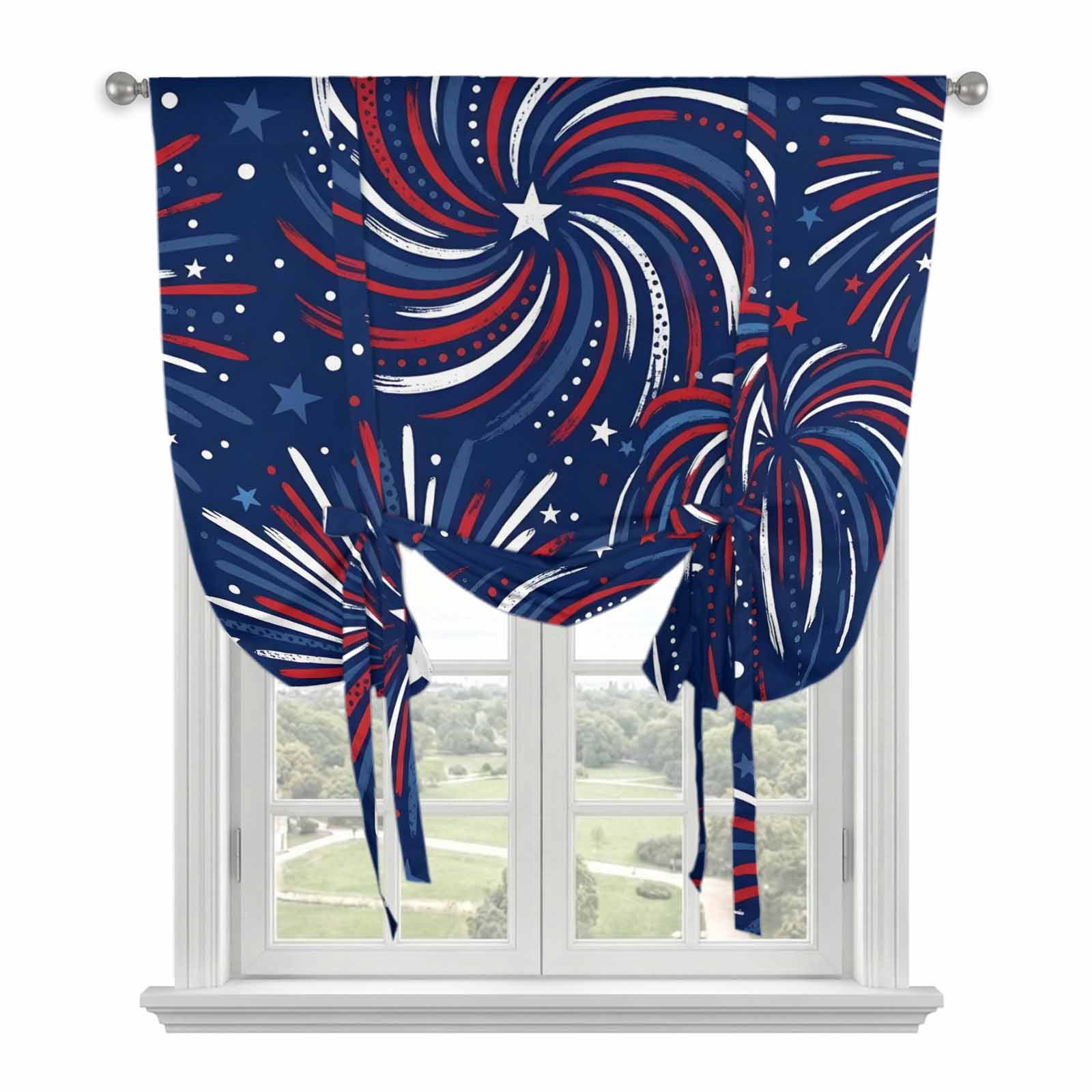 250 Year American Anniversary Flag Tie Up Curtains for Window, Thermal ...