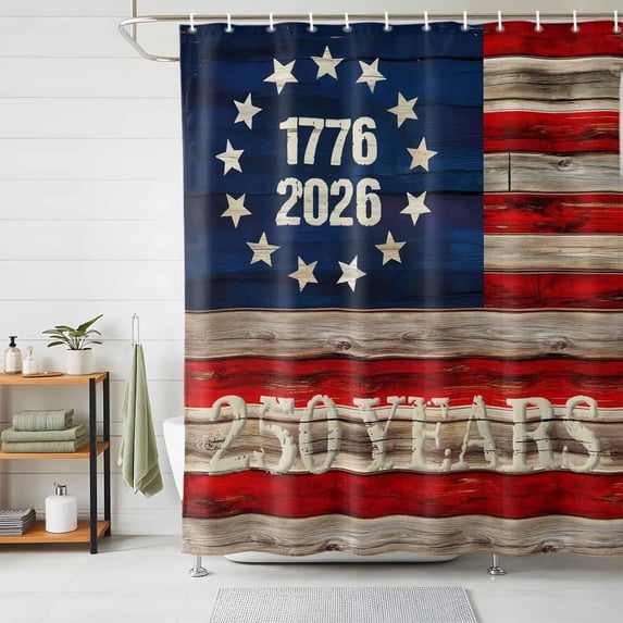 250 Year American Anniversary Flag Waterproof Shower Curtains Set ...