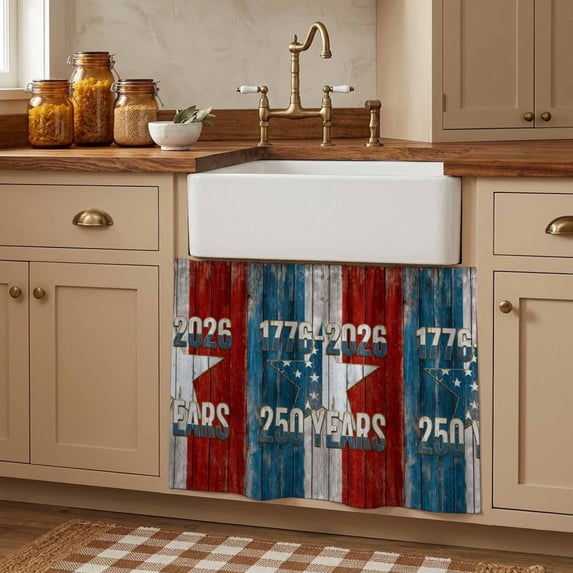 250 Year American Anniversary Small Cabinet Curtains 11"W x 13"L ...