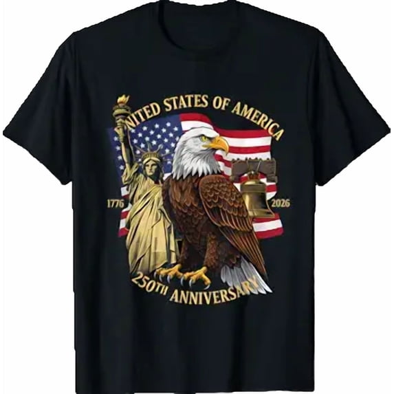 250 Years 1776â€“2026 Eagle Liberty Bell Patriotic T-Shirt - Walmart.com