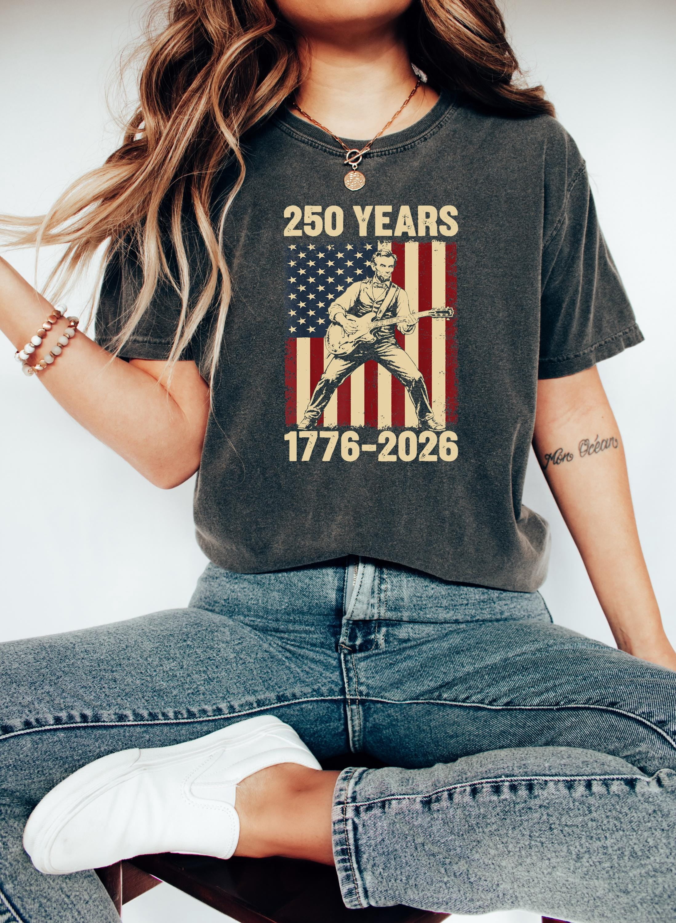 250 Years 1776-2026 Shirt, Lincoln Rock Star Tee, Patriotic 250th ...