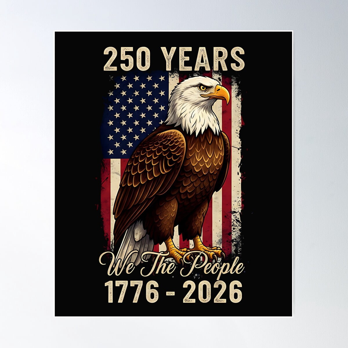250 Years 1776 250Th Birthday Usa American Flag Art Unframed Paper ...