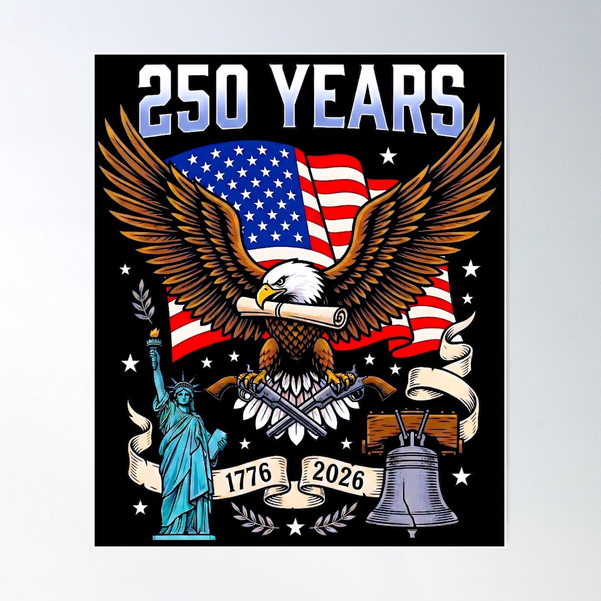 250 Years 1776 US 250th Anniversary Souvenir Art Unframed Paper Print ...