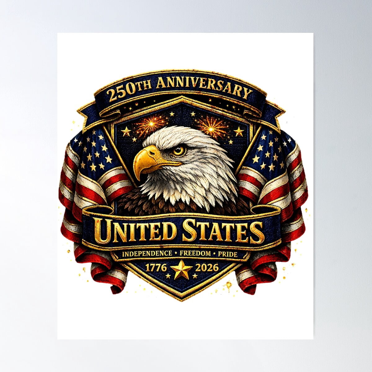 250 Years America 250 1776 250Th Anniversary Us Flag Art Unframed Paper ...
