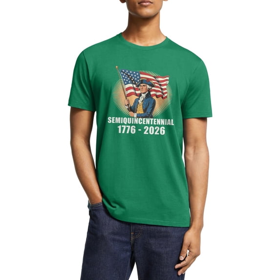 250 Years America Anniversary 1776-2026 USA Flag Grass Green Graphic T ...
