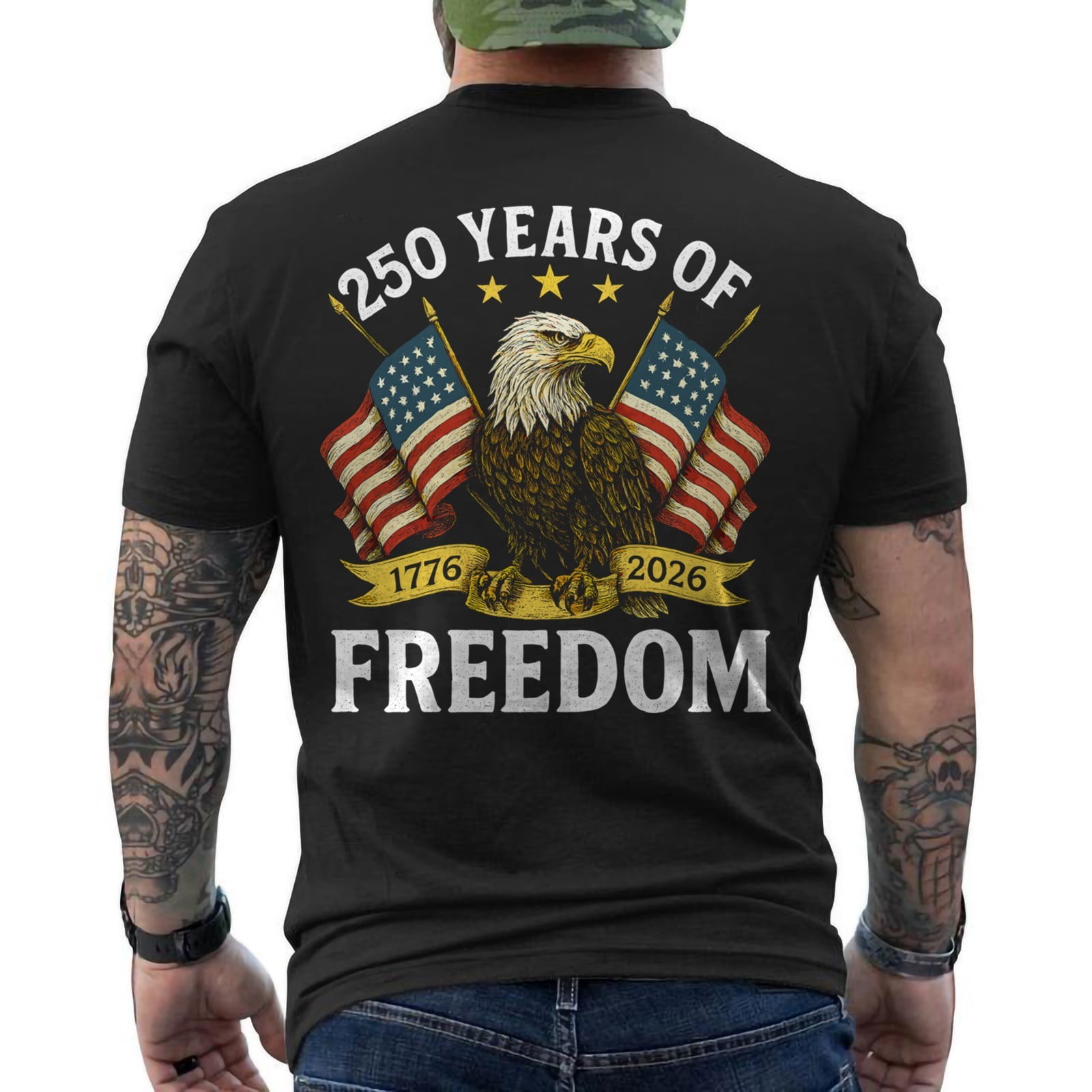 250 Years America Anniversary 1776 Bald Eagle 250th Birthday US Flag T ...