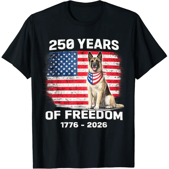 250 Years America Anniversary Belgian Malinois Dog T-Shirt Unisex Full ...
