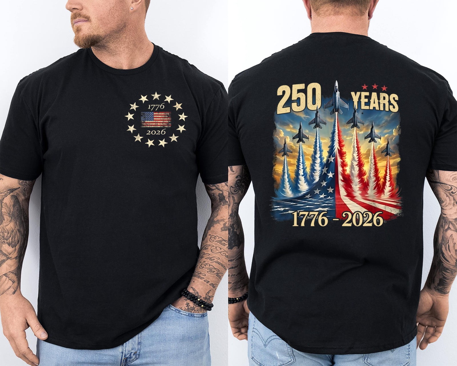 250 Years America Anniversary Fighter Jets 250th Birthday Military T ...