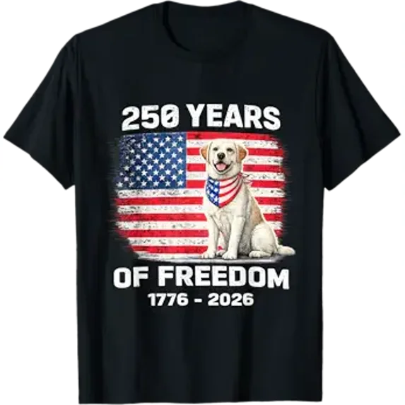 250 Years America Anniversary Labrador Retriever T-Shirt, Unisex Cotton ...
