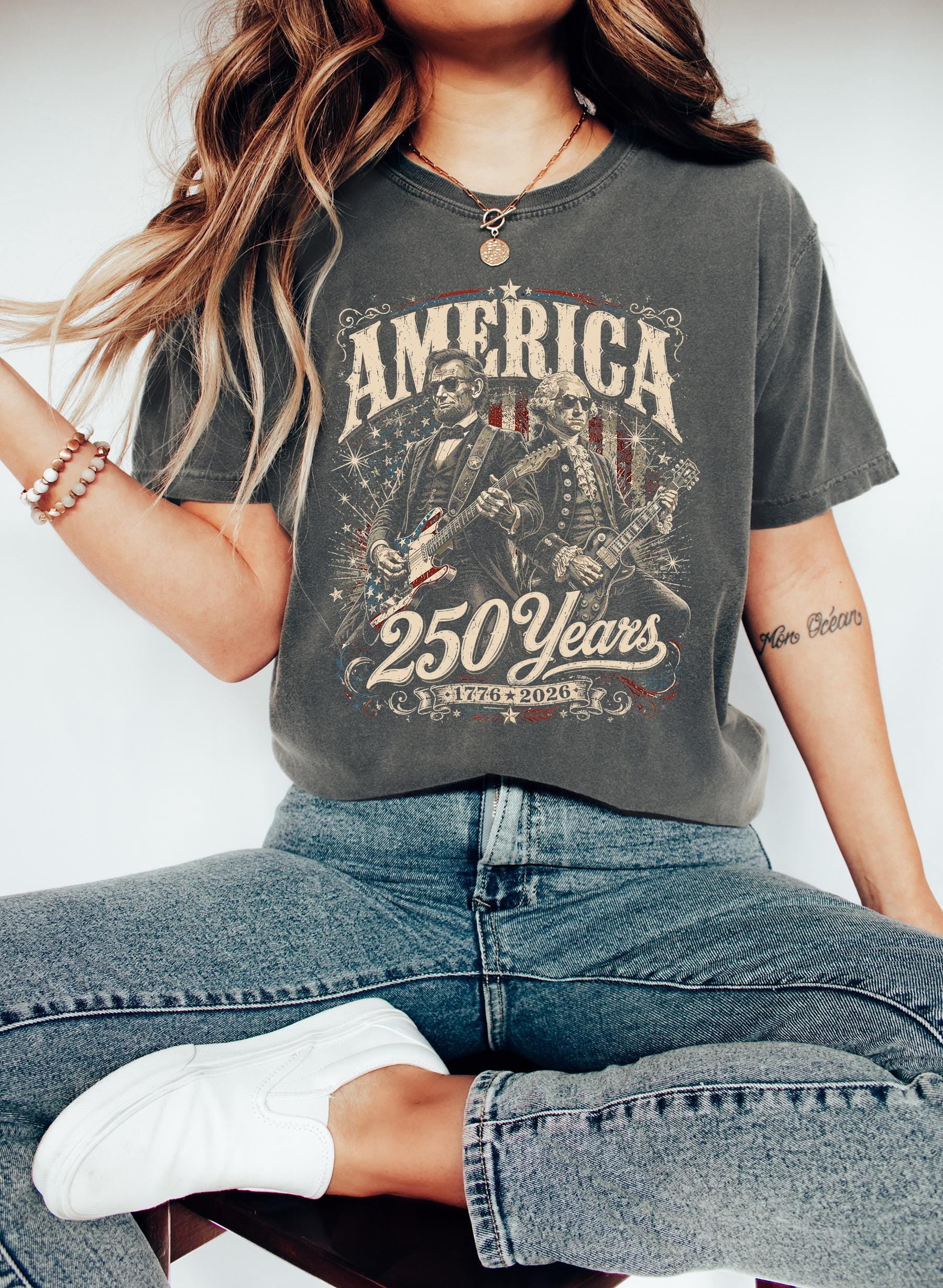 250 Years America Anniversary T Shirt George Washington & Lincoln ...