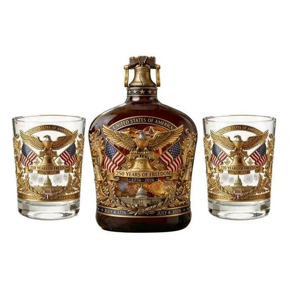250 Years America Commemorative Whiskeys Decanter And Cup Set Patriotic ...