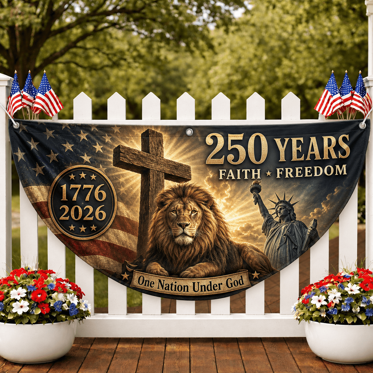 250 Years America Flag Banner, Faith Freedom 1776-2026 Patriotic Yard ...