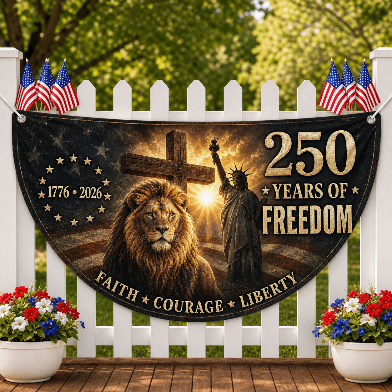 250 Years America Flag Banner, Patriotic Freedom Yard Decor for 2026 ...