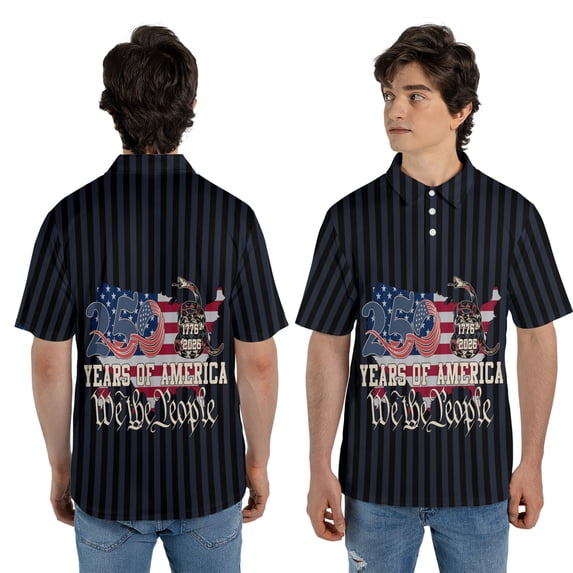 250 Years America Polo Shirt, Gadsden Snake We The People 1776-2026 USA ...
