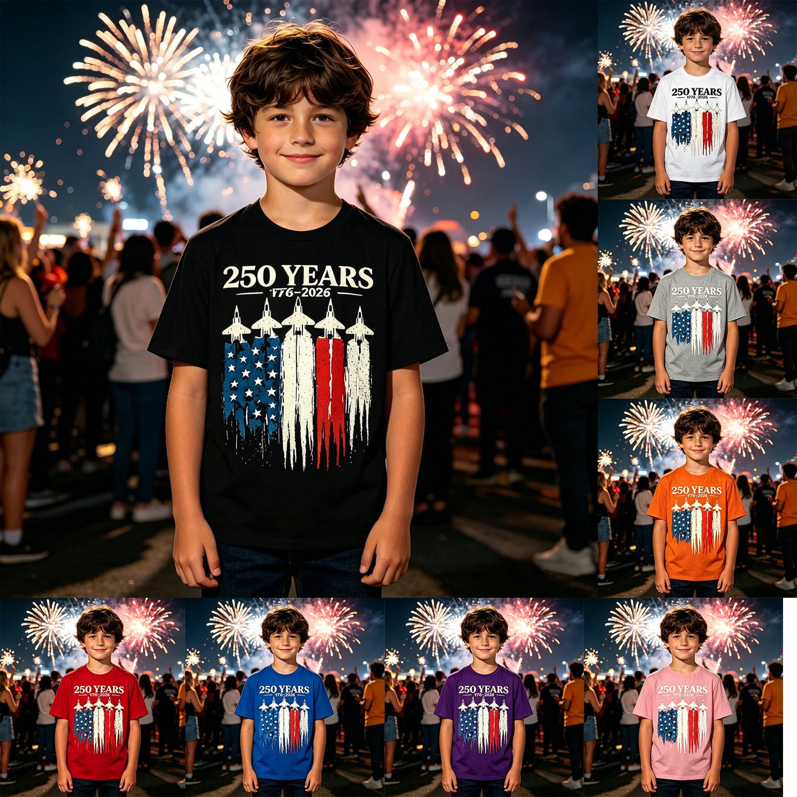250 Years America Shirt Boys Girls Independence Day Patriotic Star ...