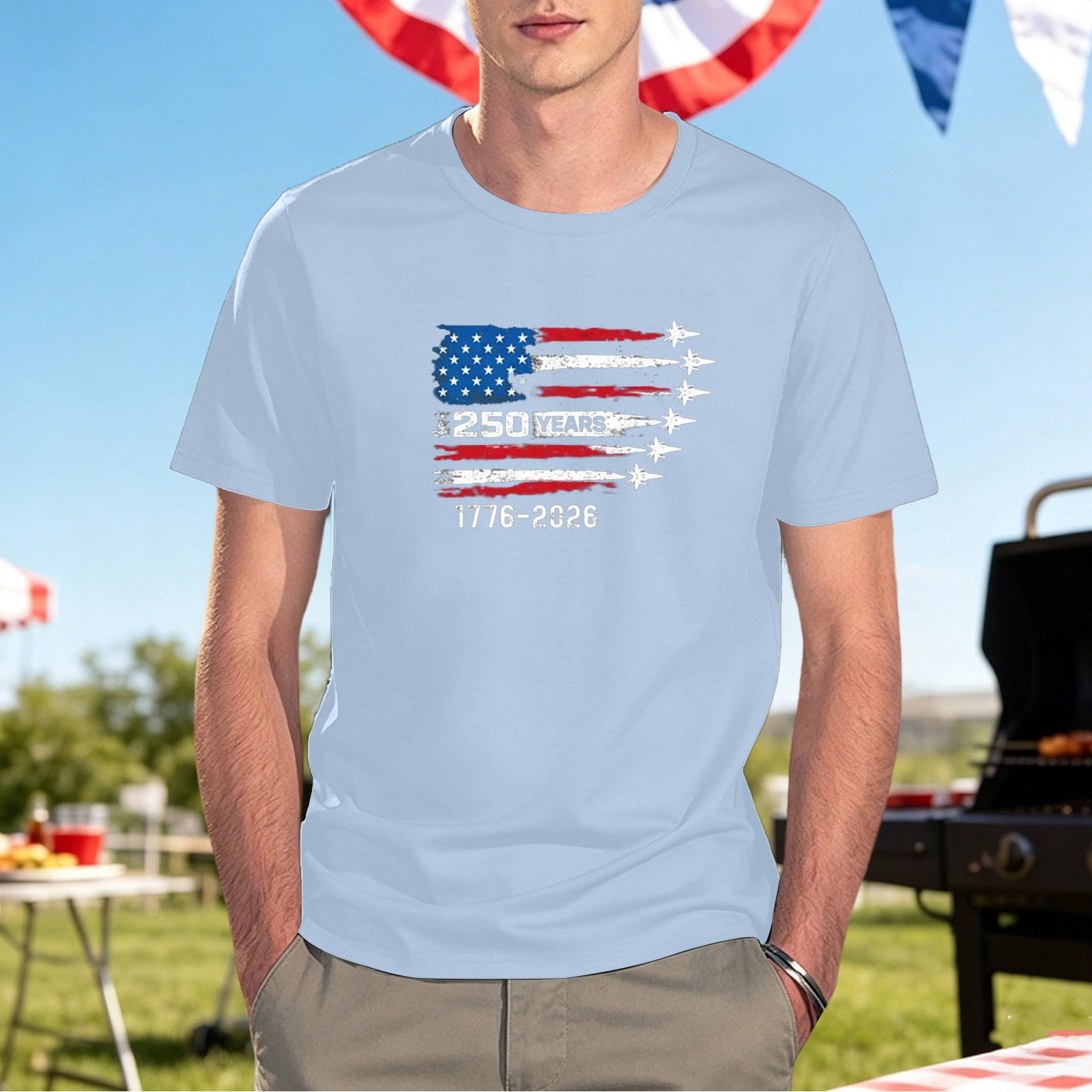 250 Years America Shirt Men's Independence Day Patriotic Short Sleeve ...