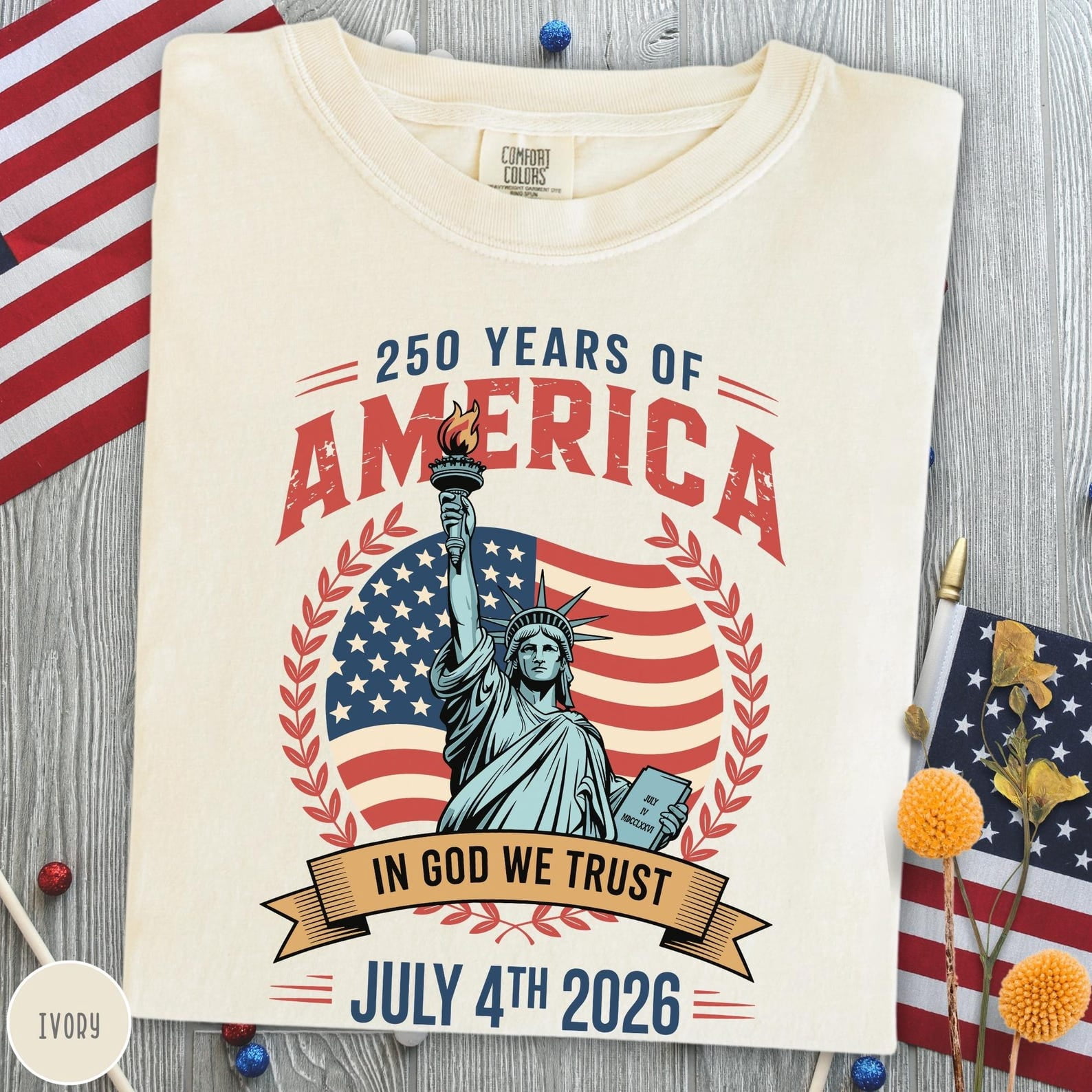 250 Years of America Shirt Retro Patriotic Graphic Tee Independence Day ...