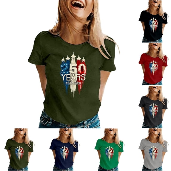 250 Years America Shirt Women's Casual Anniversary Graphic Short Sleeve ...