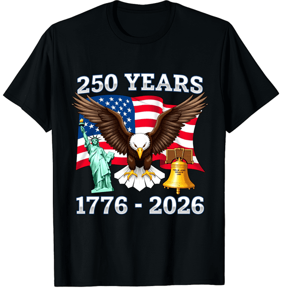 250 Years America Soft Unisex Tee 1776-2026 Patriotic Flag Design ...
