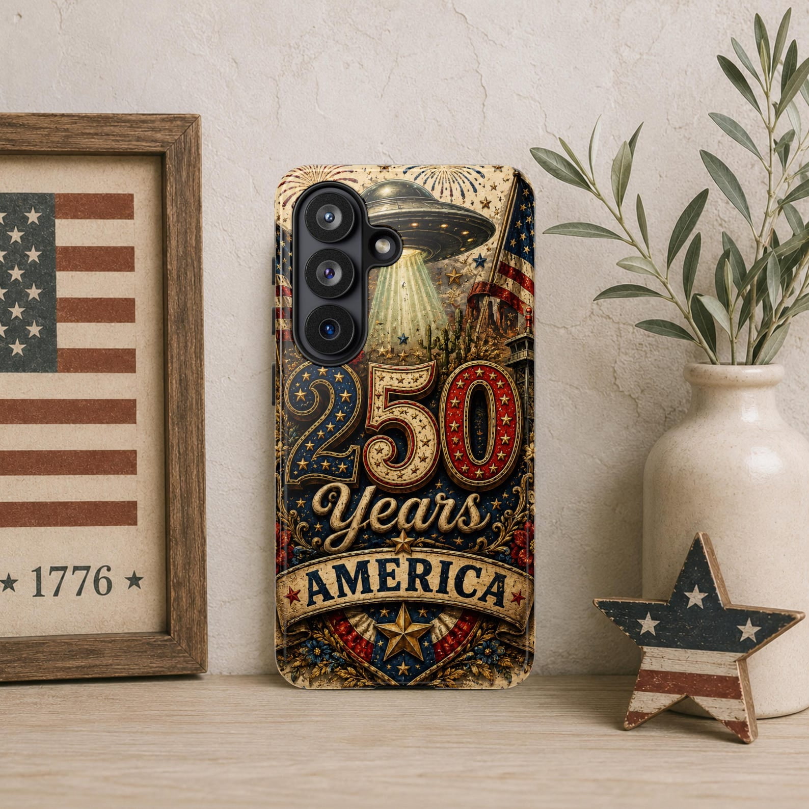 250 Years America UFO Retro Patriotic Case iPhone 17 11 12 13 14 15 17 ...