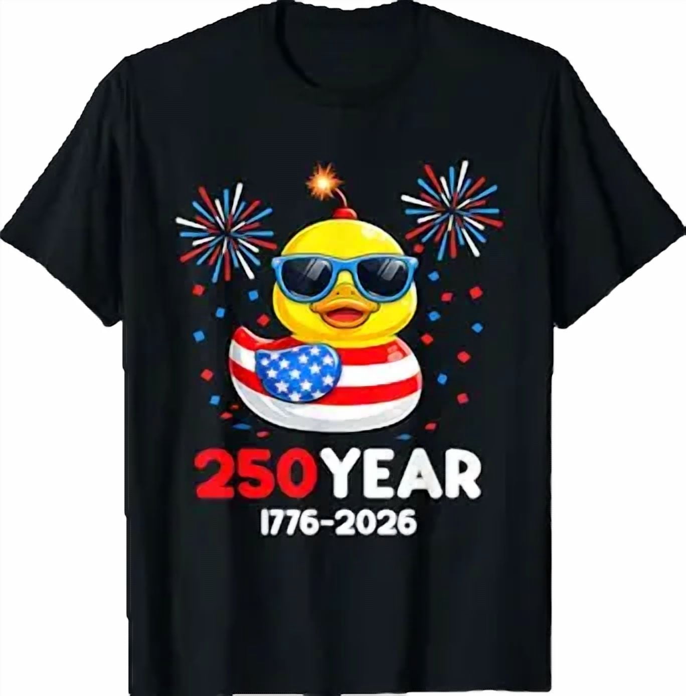 250 Years American 1776 2026 250th 4th July Duck Patriotic T-Shirt ...