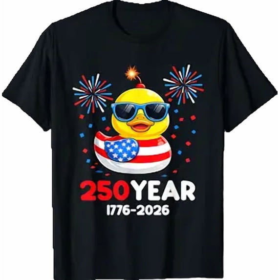250 Years American 1776 2026 250th 4th July Duck Patriotic T-Shirt ...