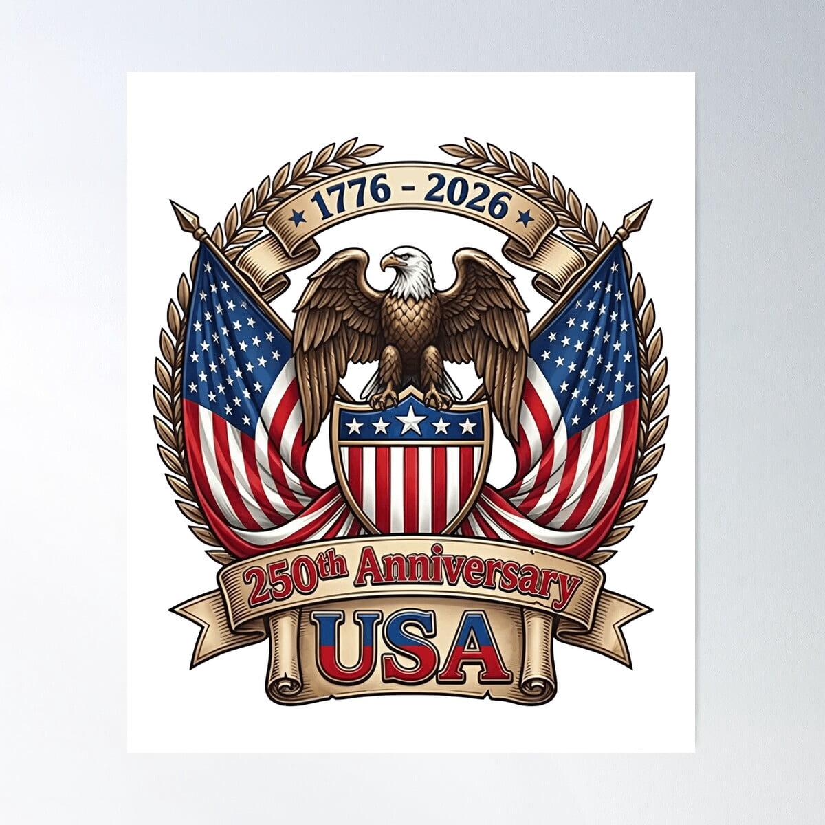 250 Years American 250Th 4Th Of July Anniversary 1776 Eagle Art ...