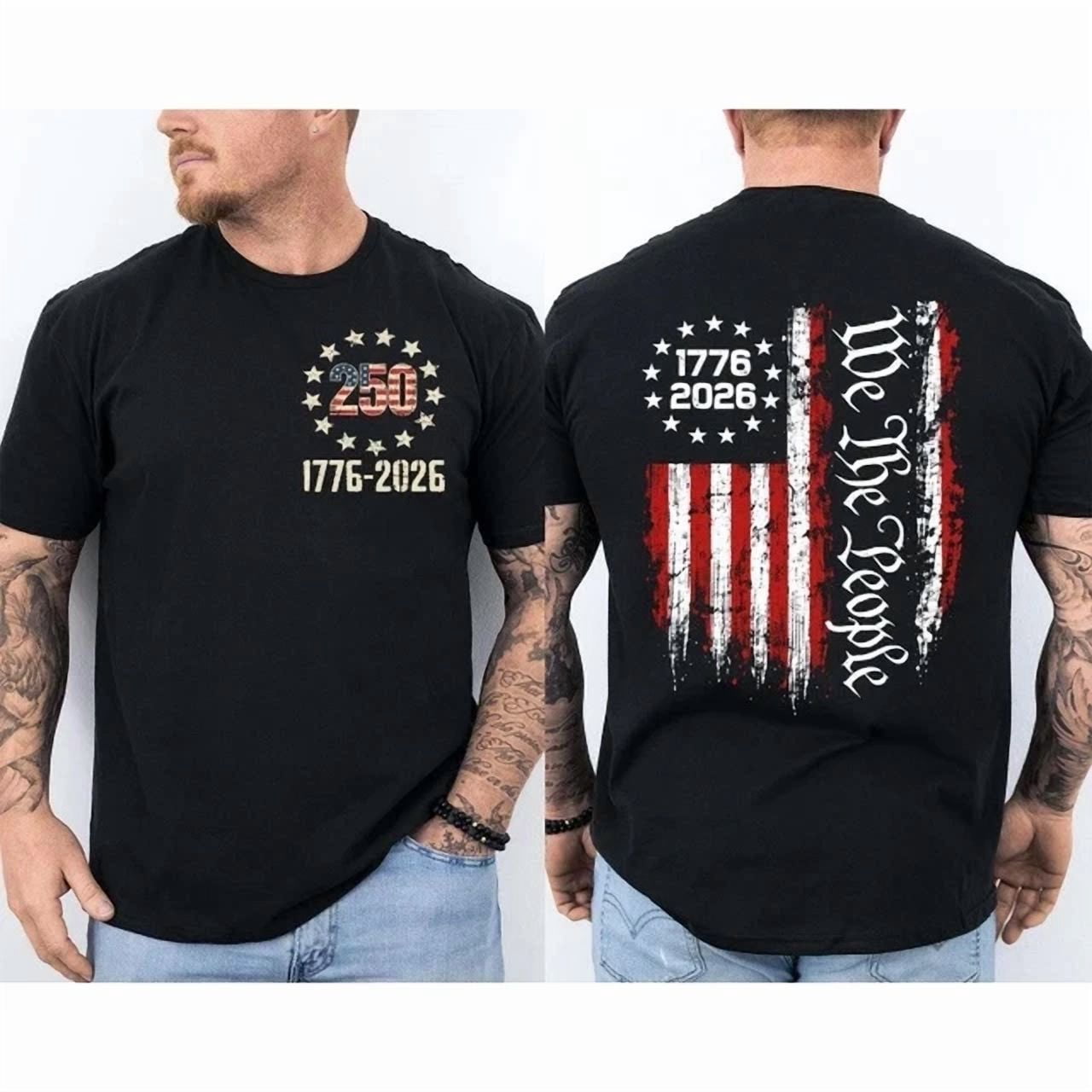 250 Years American Flag 250Th Anniversary USA Patriotic T-Shirt Reprint ...