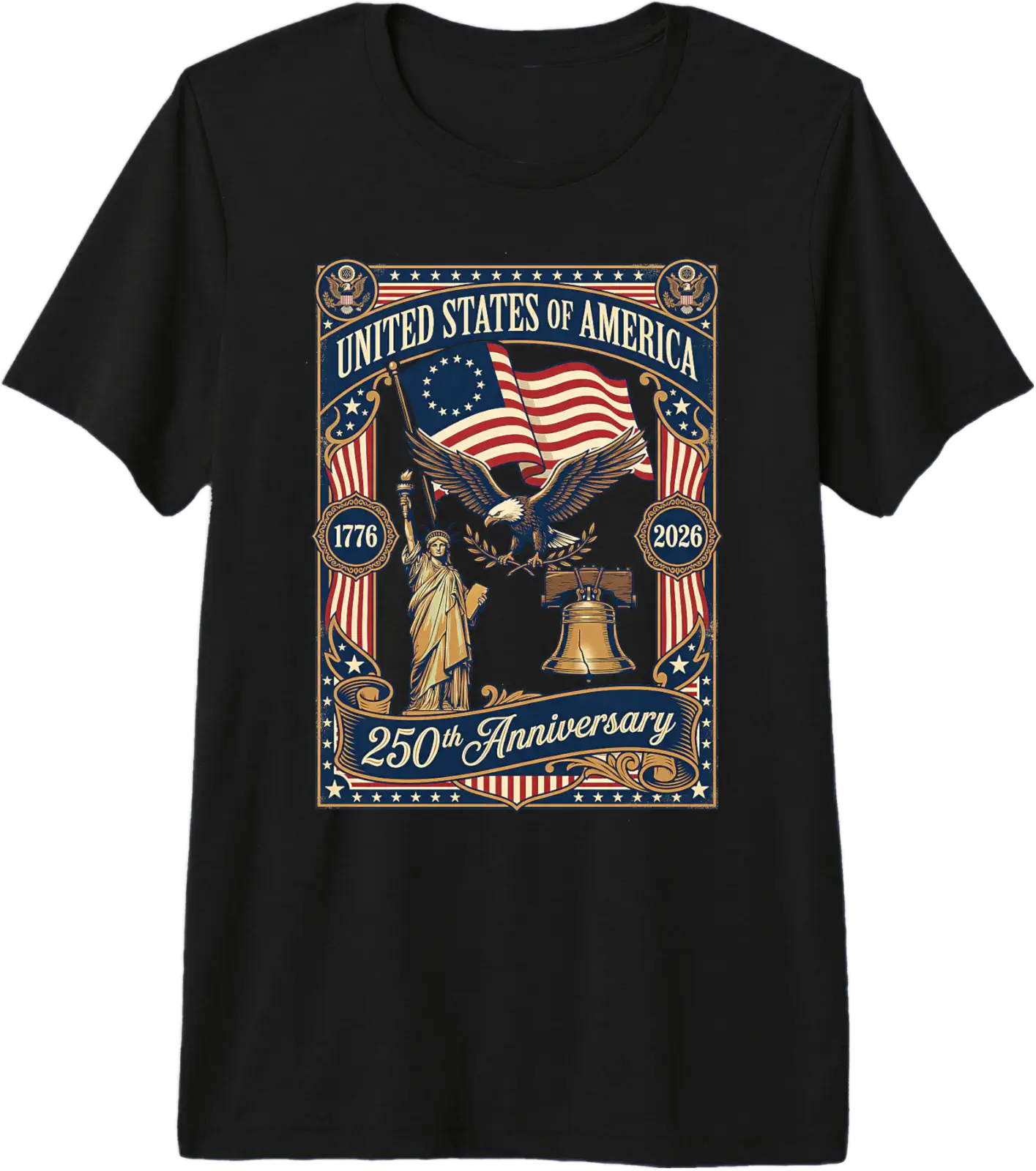 250 Years American Flag 250Th Anniversary Usa Eagle Liberty Tri-Blend T ...