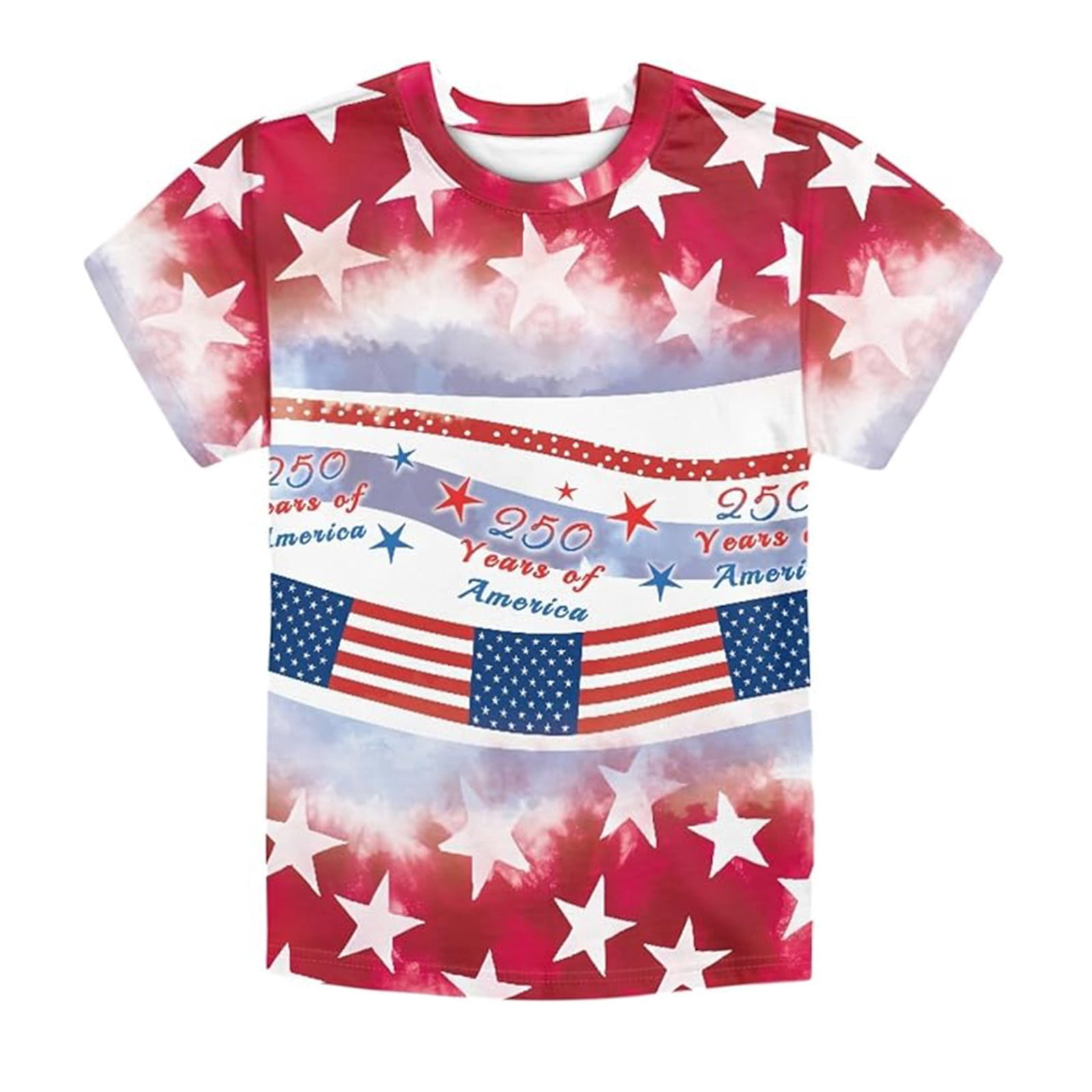 250 Years American Flag Shirt Boys Girls Patriotic Short Sleeve T-Shirt ...