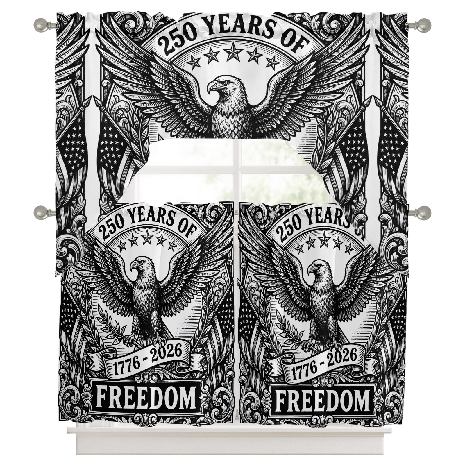 250 Years Anniversary Kitchen Curtains Swag Valance and Tier Curtains ...