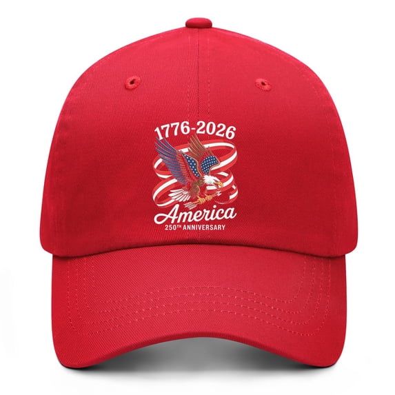 250 Years Anniversary Red Baseball Hat Featuring Printed USA ...