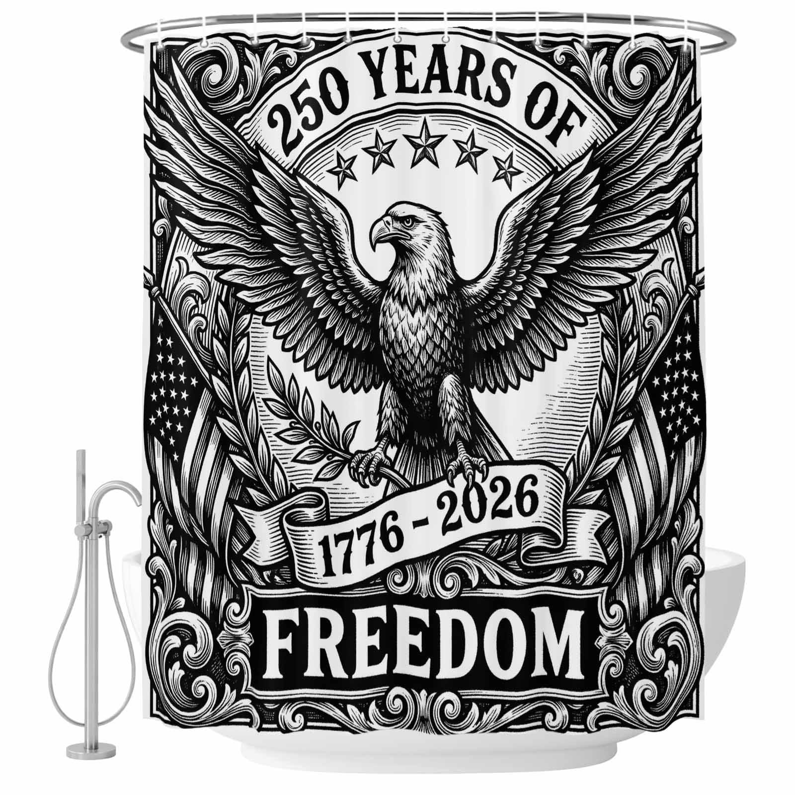 250 Years Anniversary Shower Curtain Set - Long 72" x 84" Washable ...