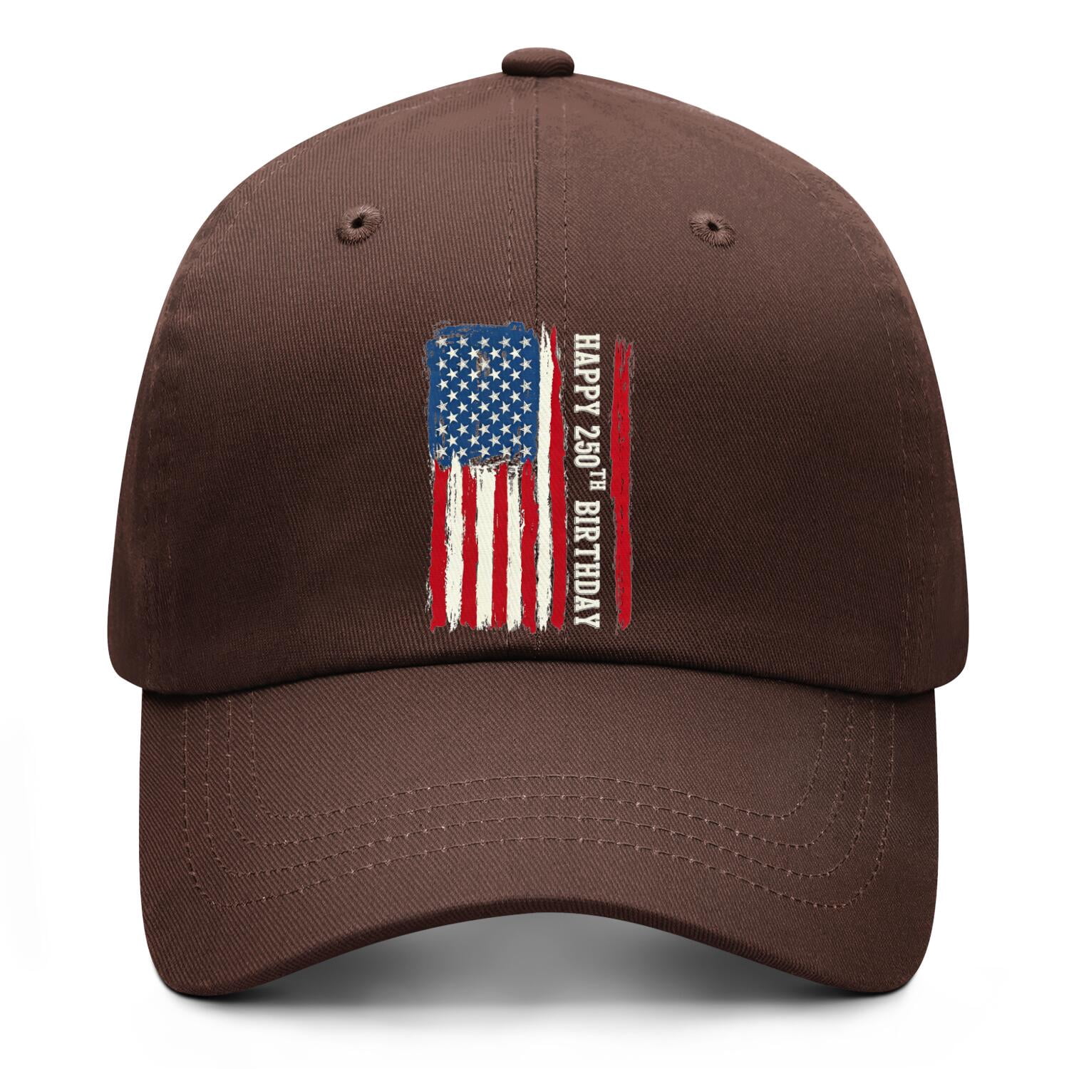 250 Years Anniversary USA Brown Baseball Cap with Printed Artwork and ...