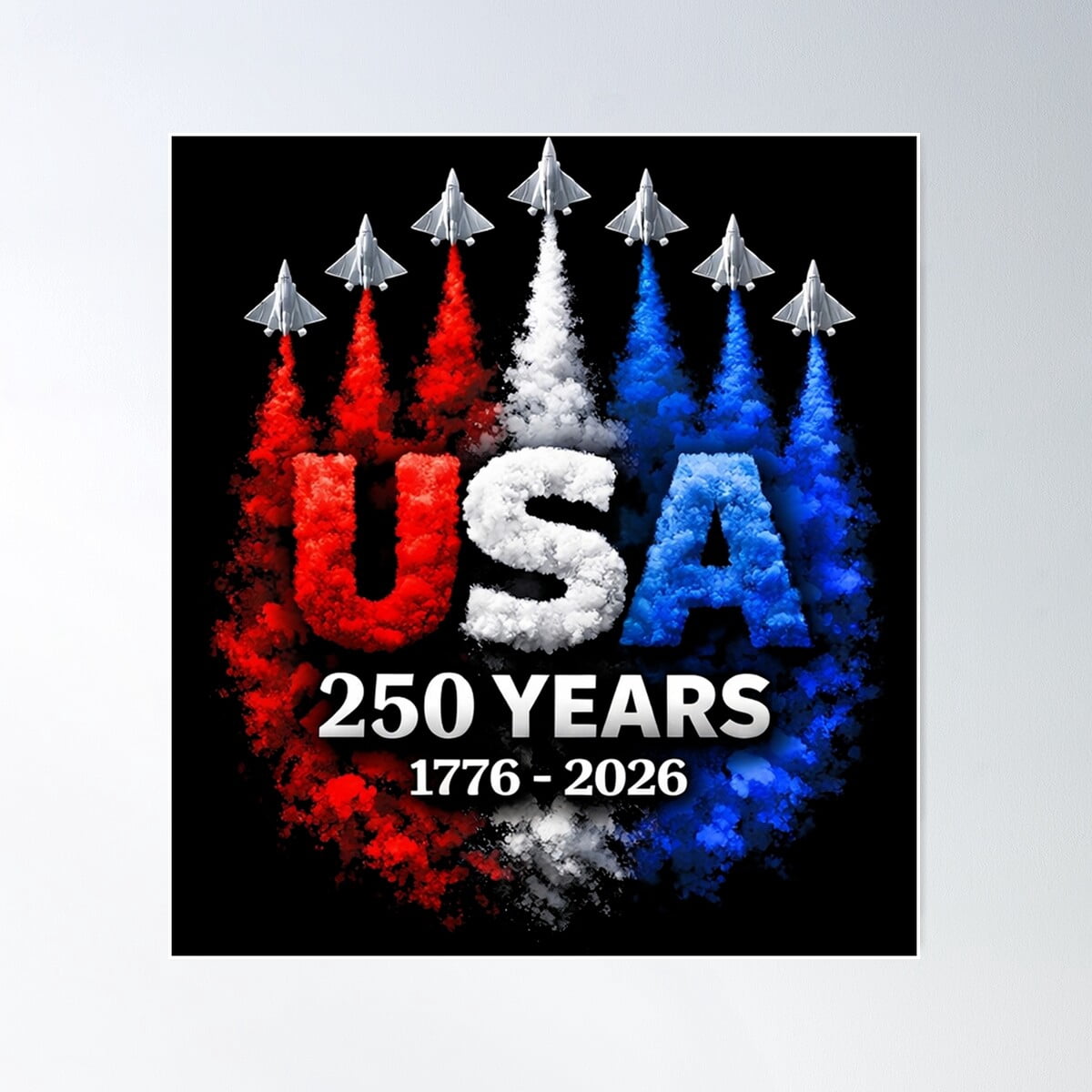 250 Years Anniversary Usa American Flag 1776 Day Wall Decor Unframed ...
