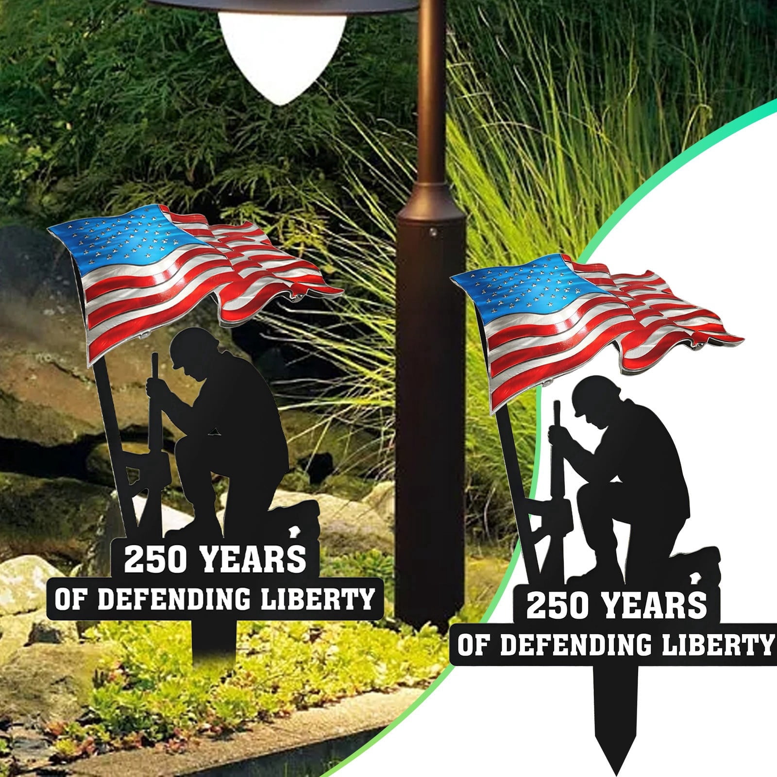 250 Years Of Defending Liberty Metal Garden Stake, Patriotic Soldier ...